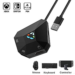 Keyboard and Mouse Converter for Nintendo Switch, Wired Keyboard and Mouse Adapter for PS4 PS3 Xbox ONE/360 Console Series Converter, Custom Mapping, 8 Keys Storage, Reset Button, FPS, TPS, RPG Games