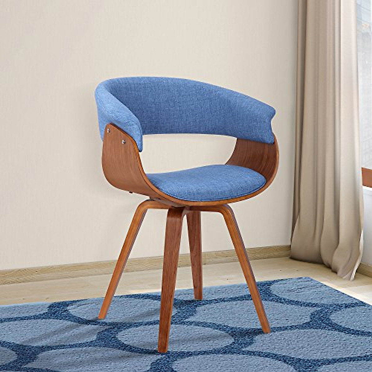 Armen Living Summer Dining Chair, Wood, Blue 22D x 25W x 31H in