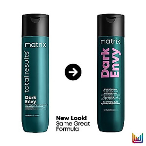Matrix Dark Envy Color-Depositing Green Shampoo | For Neutralizing Red Undertones in Dark Brown or Black Hair | Cool, Glossy Finish | Salon Shampoo | Packaging May Vary | 10.1 Fl. Oz. | Vegan