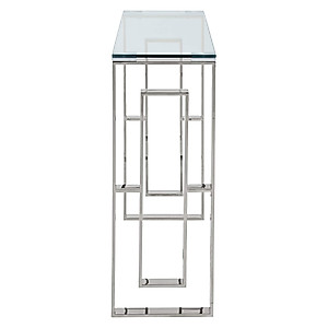 Whi Contemporary Console, Sofa, Glass and Chrome TABLE, SILVER