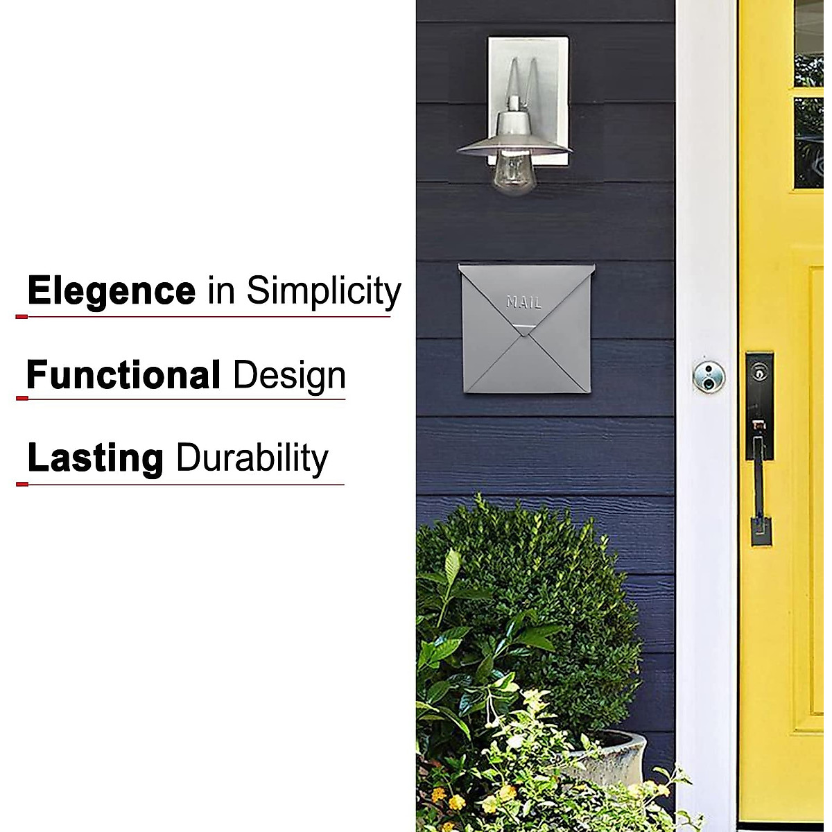 NACH Mailboxes for Outside Wall Mount, 10 x 10 x 4 inch Silver Mail Boxes for House Outside, Waterproof Mailboxes for Outside - Chicago Style Mail Box