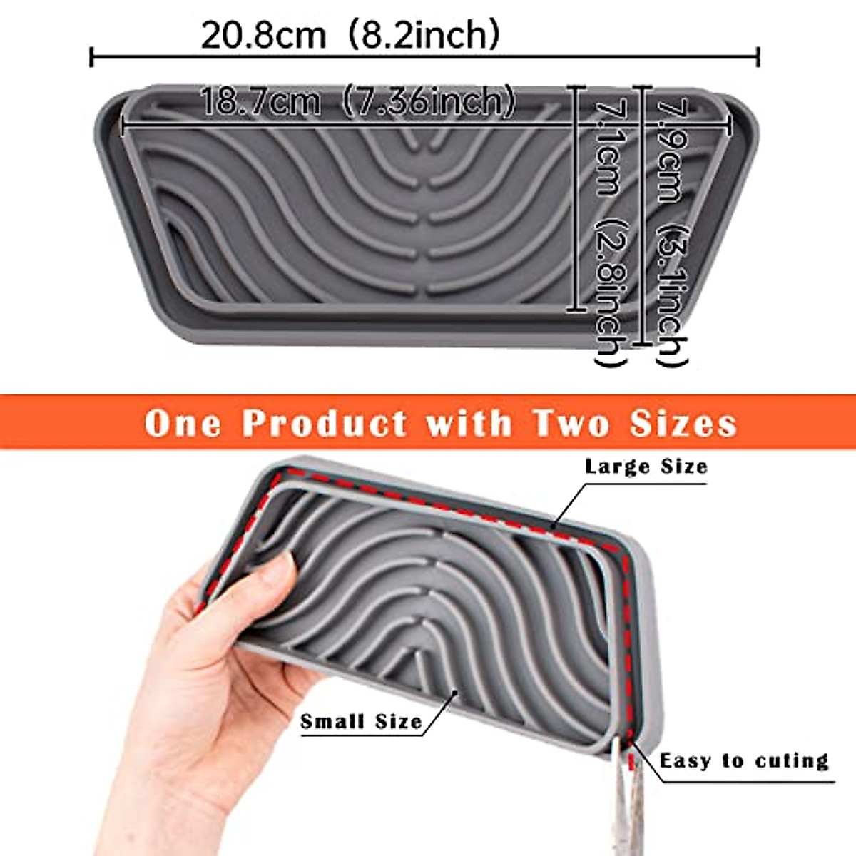 Qteeyou 2 Pcs Refrigerator Drip Catcher Tray, Mini Fridge Drip Tray Protects Ice and Water Dispenser Pan, Fridge Spills Water Pad for Spills, Mineral Build-Up and Water Splatter (Rectangular,Grey)