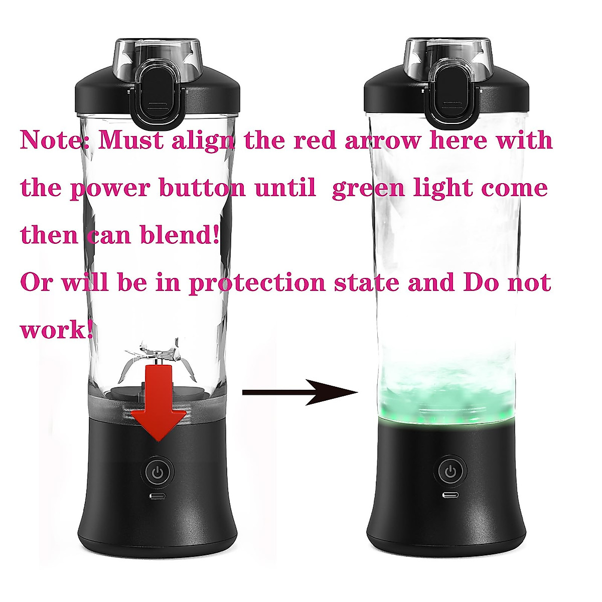 FOISONLEE Personal Blender, Portable mini blender,Electric Mini Juicer, Fresh Juice Bottle,600ML 20oz Large Capacity Smoothie Blending Cup.（Black)