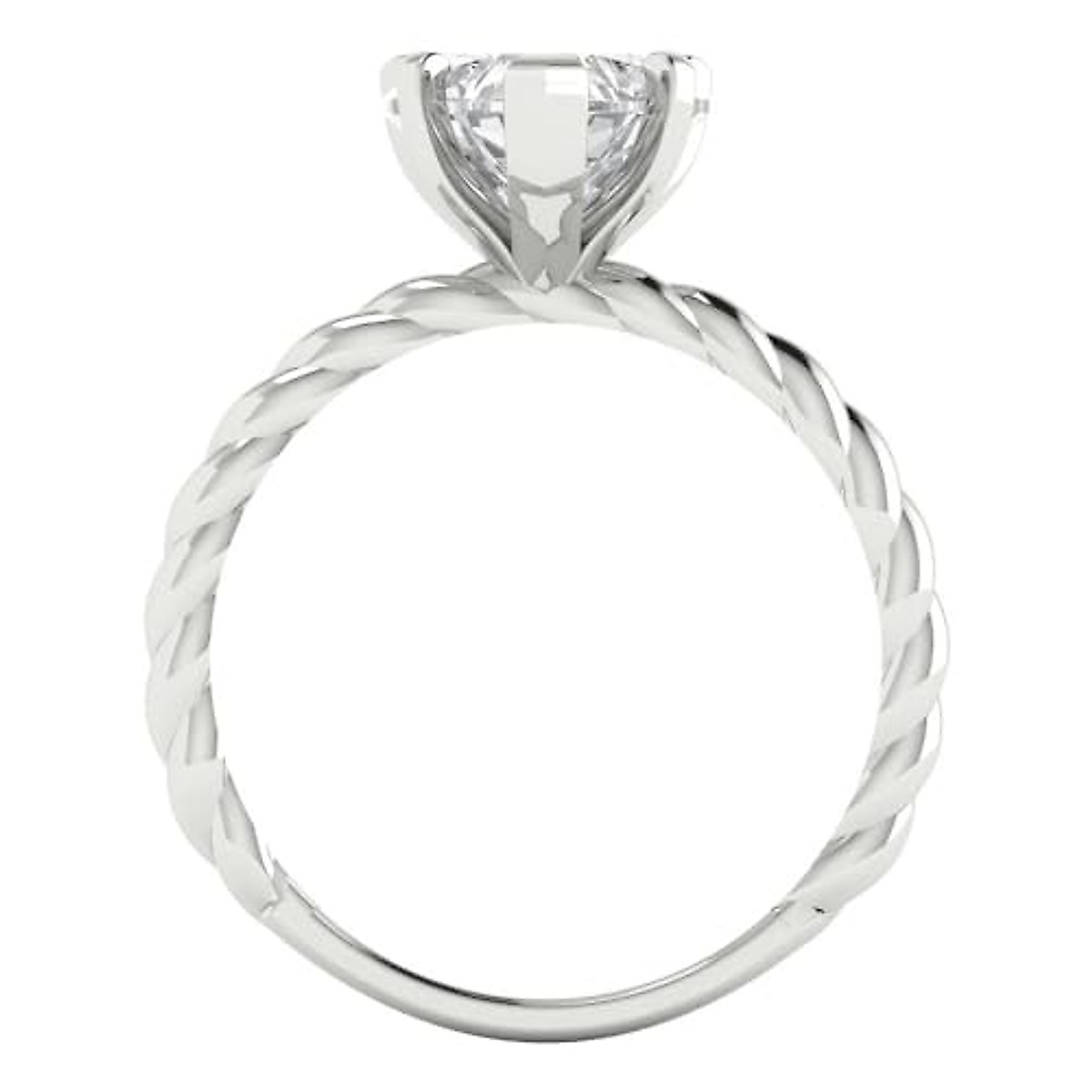 Clara Pucci 2ct Heart Cut Solitaire Rope Twisted Knot Moissanite 5-Prong Engagement Bridal Promise Anniversary Ring 18K White Gold 5.25