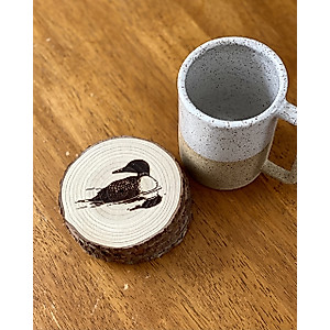 Loon Engraved Wood Coaster - Set of 4 - Perfect Gift for Wedding, Engagement, Anniversary, or Christmas
