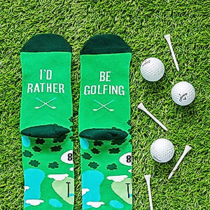 I'd Rather Be Golfing - Funny Golf Socks Novelty Christmas Gift Stocking Stuffer For Men, Women and Teens