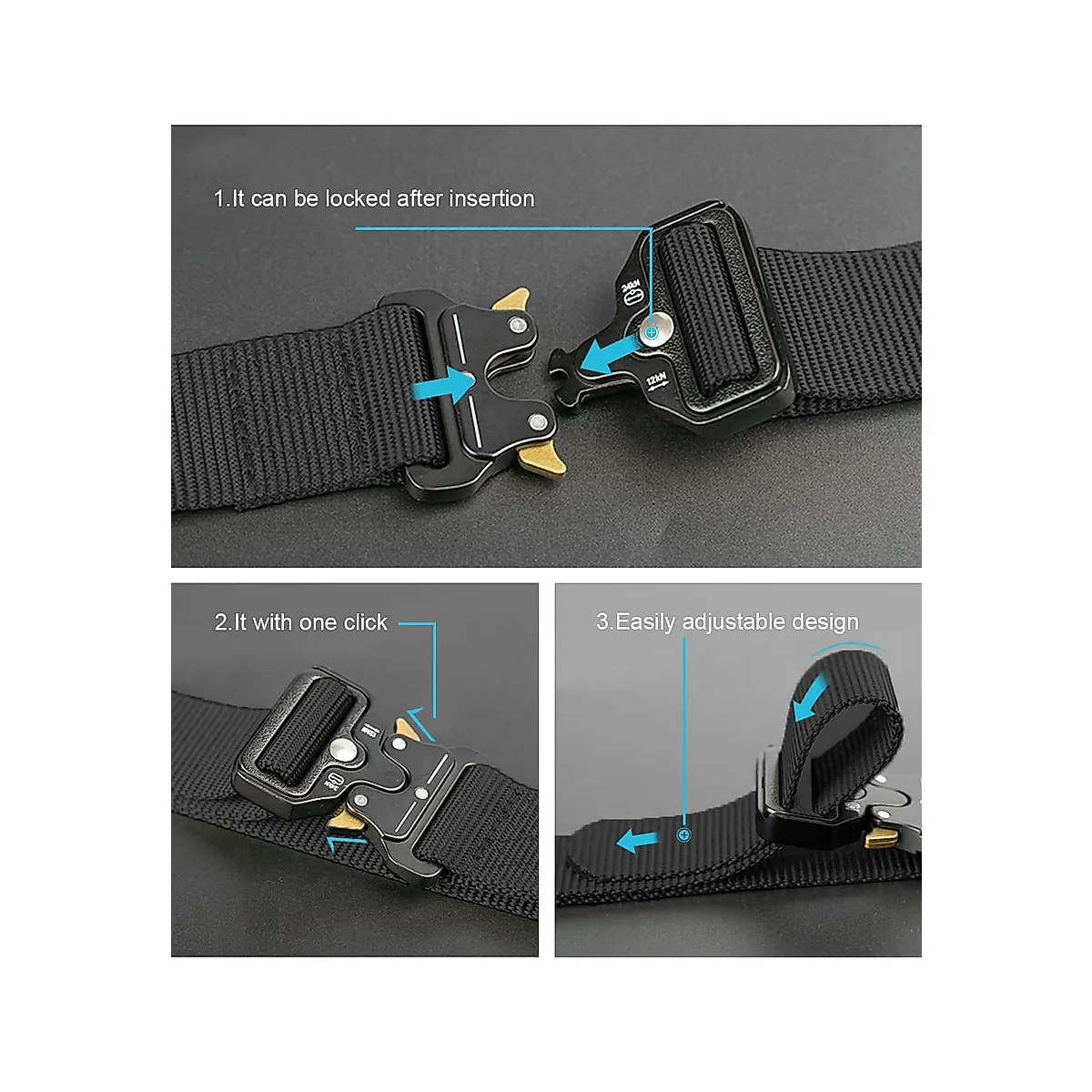 Ｋｉｒａ　Ｓｕｔｓｕ Mens Tactical Belt Work Belts For Men 1.5" Nylon Web Tactical Belt with Automatic Slide Buckle