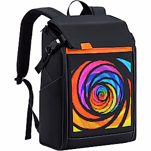 Gelrova Laptop Backpack with LED Display, DIY Fashion Backpack, Waterproof Cycling Hiking Travel Backpack with LED Turn Signal, Gift for Men Women Fits 15.6 Inch Laptop (Black)