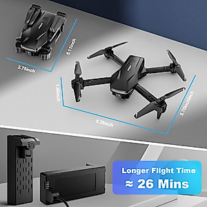 Drone with Camera 1080P HD FPV Foldable Drone for Beginners and Kids, Quadcopter with Voice Gesture Control with Carrying Case, One Key Take Off/Land, Optical Flow Positioning, 360° Flip, Waypoint Fly