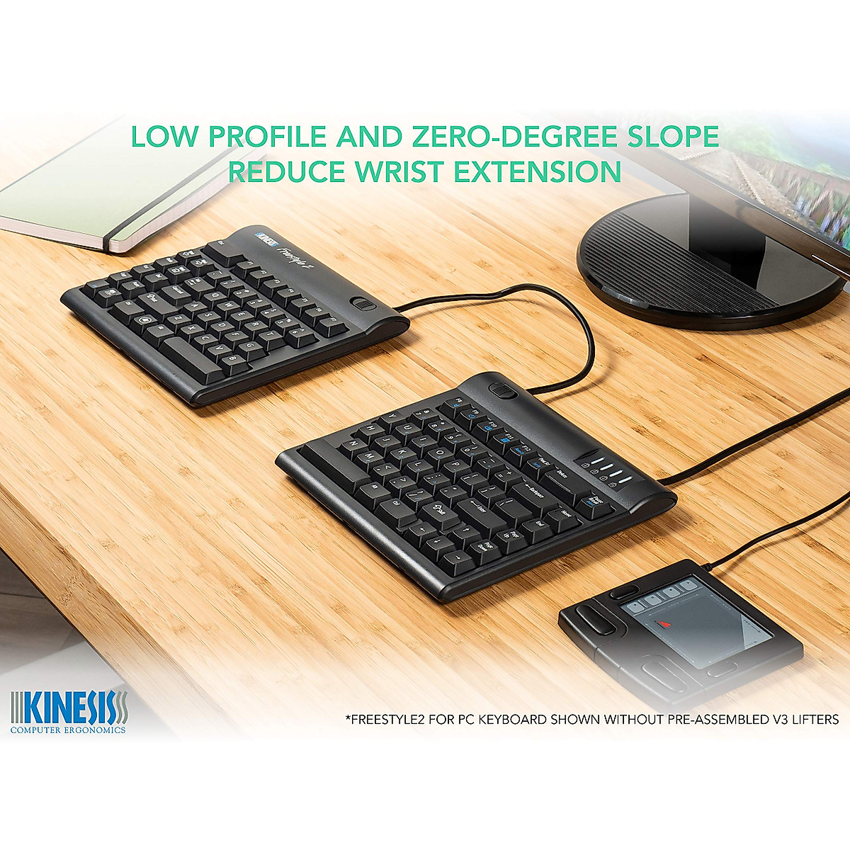 Kinesis Freestyle2 Ergonomic Keyboard w/ V3 Lifters for PC (9" Separation)