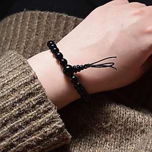 京都あさひ屋 Black Onyx Japanese Juzu Bracelet Rosary Prayer beads Handmade in Kyoto UDA54