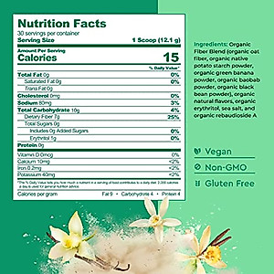 Boost Biome Fiber Supplement Organic Super Greens Powder – Supports Bloating Relief, Gut Health, Leaky Gut with Resistant Starch Powder - Green Banana Flour, Oat, Black Bean (30 Days, Vanilla)