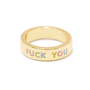 Caiyao Fuck You Ring Y2k Enamel Ring Gold Polished Stackable Knuckle Joint Ring for Women Personality Jewelry-C 8 size