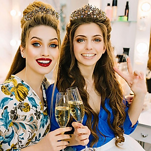 Vintage Baroque Crown Bridal Wedding Crown Crystal Tiara and Crowns Princess Wedding Crown Rhinestone Birthday Tiaras Pageant Headband Bride Hair Accessories for Women and Girls (Black)