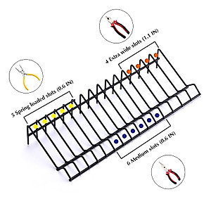 EMENTOL Plier Organizer Rack, 2 Pack,Tool Drawer Organizer,Stores Spring Loaded,Black,with 2×15 Slots-15''×5.5''×2.5''