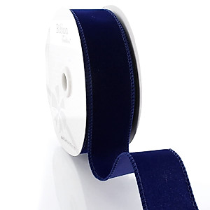 Ribbon Traditions 1.5" Wired Suede Velvet Ribbon Navy - 10 Yards