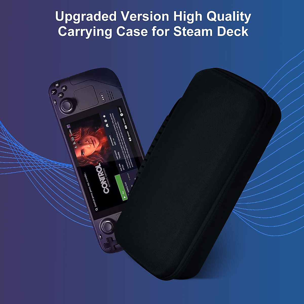 SIKROFEGEN Carrying Case Compatible with Steam Deck, Protective Hard Shell Carry Case Built-in AC Adapter Charger Storage, Portable Travel Carrying Case Pouch for Steam Deck Console & Accessories