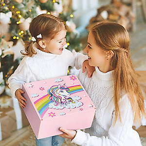 Trabuono Birthday Gift for Girls Age 6-8, Unicorn Toys for Girl Basket for 4 5 6 7 8 9 10 11 12 Year Old Kids Tween with Glow in The Dark Blanket Crossbody Bag Purse Cup Jewelry Box