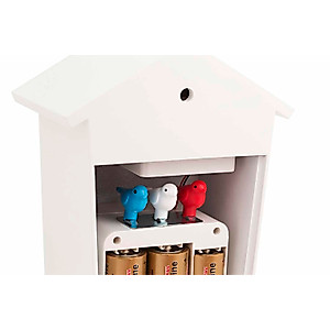 KOOKOO Birdhouse White, modern design cuckoo clock with 12 natural bird voices or cuckoo call