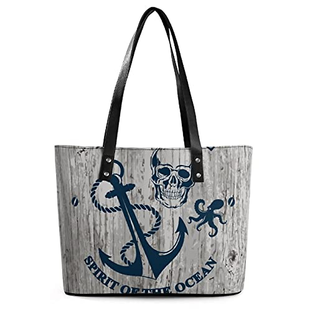 Womens Handbag Skull Anchor Leather Tote Bag Top Handle Satchel Bags For Lady