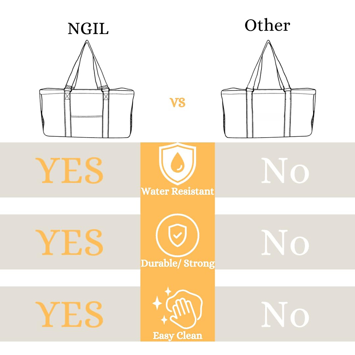 NGIL Extra Large Utility Tote Reusable Grocery Organizing Bag Oversized Collapsible for Storage, Picnic,Car, Beach (Softball-black)