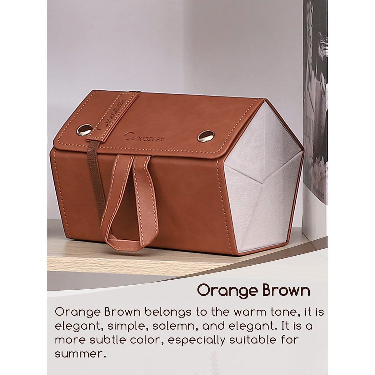 cloudever Sunglasses Travel Case Organizer for Men Women, Eyeglasses Foldable Hanging Case Storage Holder Organizer (Orange Brown)