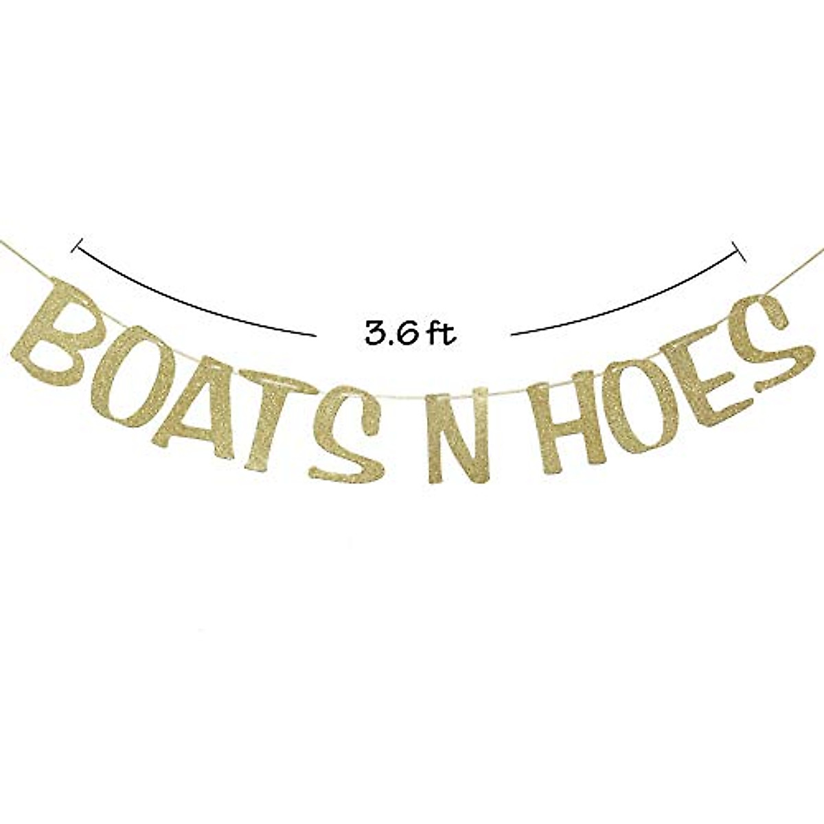 Boats N' Hoes Banner Sign Garland Gold Glitter for Bachelorette Nautical Theme Engagement Bridal Shower Birthday Decor Photo Booth Props