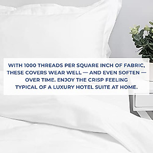 1000 Thread Count Queen Duvet Cover Cotton 100% Egyptian Cotton with Zipper Closure & Corner Ties Breathable All Season Soft Sateen Weave Comforter Cover by Kotton Culture (Queen/Full, White)