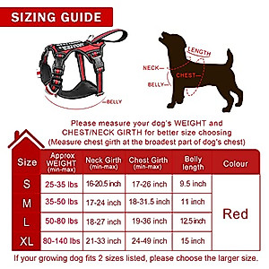 WINSEE Service Dog Vest No Pull Dog Harness with 7 Dog Patches, Reflective Pet Harness with Durable Soft Padded Handle for Training Small, Medium, Large, and Extra-Large Dogs (Large, Red)