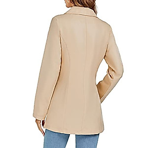 LYANER Women's Casual Long Sleeve Work Office Suit Cardigan Blazer Jackets with Pockets Beige X-Large