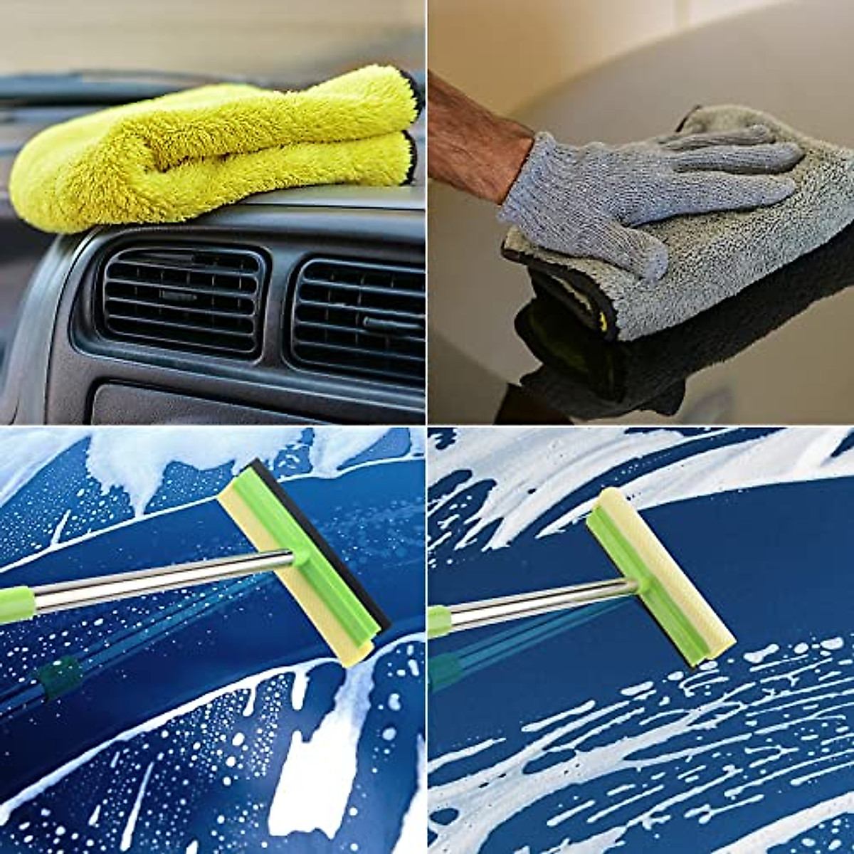 62 Inch Car Wash Brush Mop Windshield Window Squeegee, 14 PCS Car Wash Set, Car Wash Accessories Details Kit, Car Wash Supplies, Car Detailing Kit, Car Wash Cleaning Tools Kit, for Truck, RV, SUV