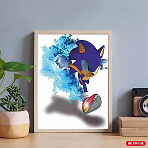 PuprleheARTs - Sonic Wall Art Poster print UNFRAMED Set of 4 (8x10 inches), Sonic Bedroom Decor, Posters for boys room, Sonic Room Decorations,