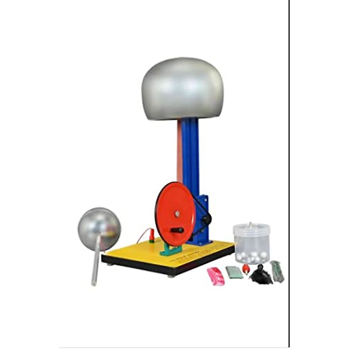 Hand Crank Van De Graaff Generator, 9.8" Sphere - Up to 100,000 Volts Includes Assembled Base a Discharge Wand and Grounding Wire 24" Tall