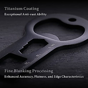 KITCHENDAO 4 in 1 Keychain Beer Bottle Opener, Anti-rust Titanium Coating, Durable Stainless Steel Gift for Father, Husband, Black 2 Pack