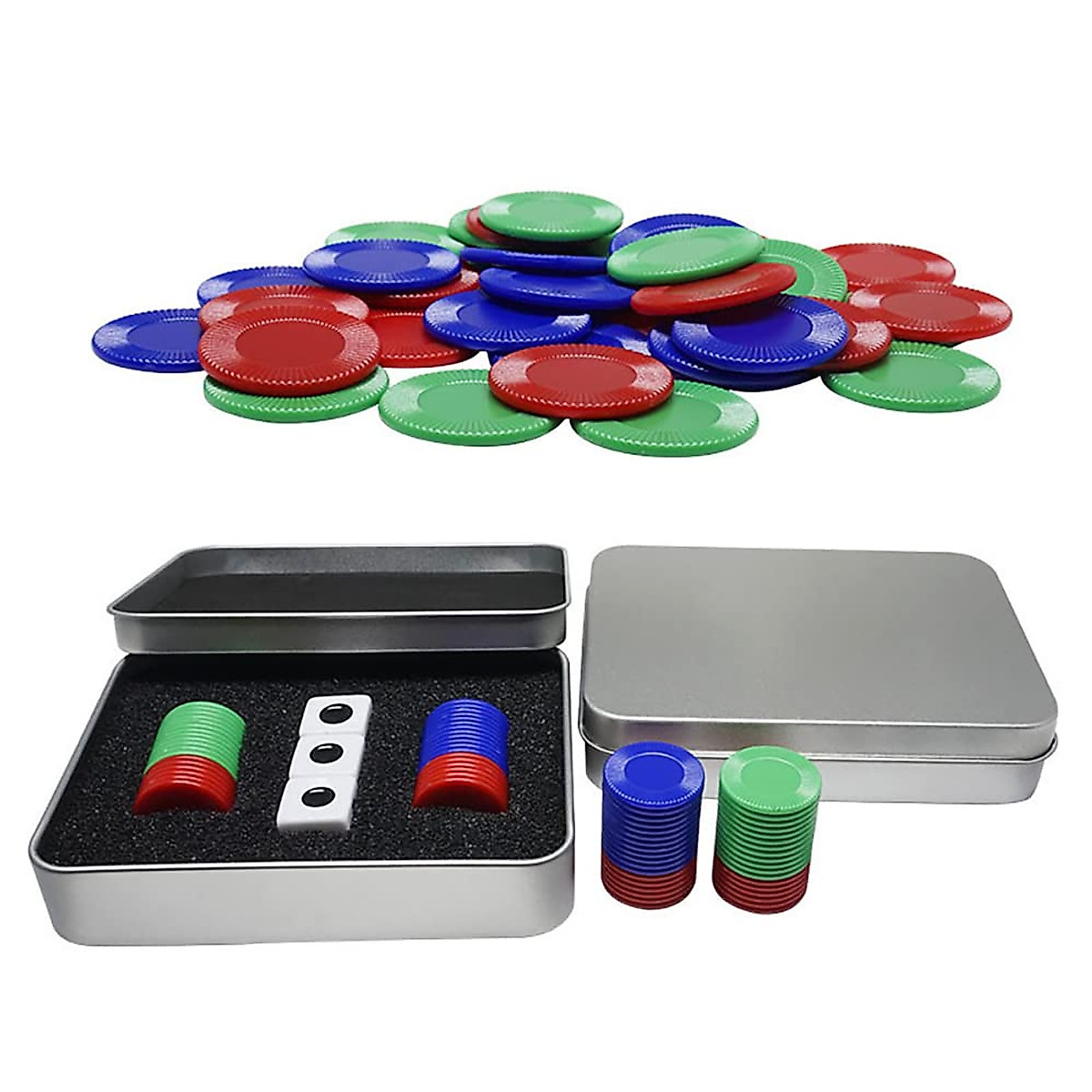 zeyce Left Right Center Dice Game Set with 3 Dices + 36 Chips