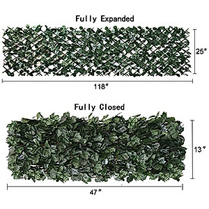 Expandable Fence Privacy Screen for Balcony Patio Outdoor,Decorative Faux Ivy Fencing Panel,Artificial Hedges (Single Sided Leaves)
