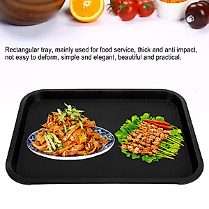 Food Service Tray, Professional Slip Resistant Fast Food Tray Safe Mellow Multi Purpose for Restaurant Canteen(Black)