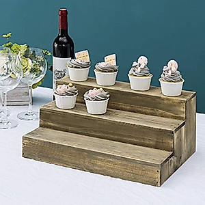 MyGift 3-Tier Vintage Gray on Brown Reclaimed Style Wood Dessert Stand Cupcake Riser Display for Weddings, Restaurants & Bakeries