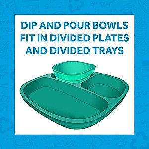Re-Play Made in USA 8 Oz. Dip 'n' Pour Toddler Bowls, Set of 4 - Dishwasher and Microwave Safe Snack Bowls with Deep Sides and a Wide Flat Bottom - 3.5" x 3.5" x 2", Denim