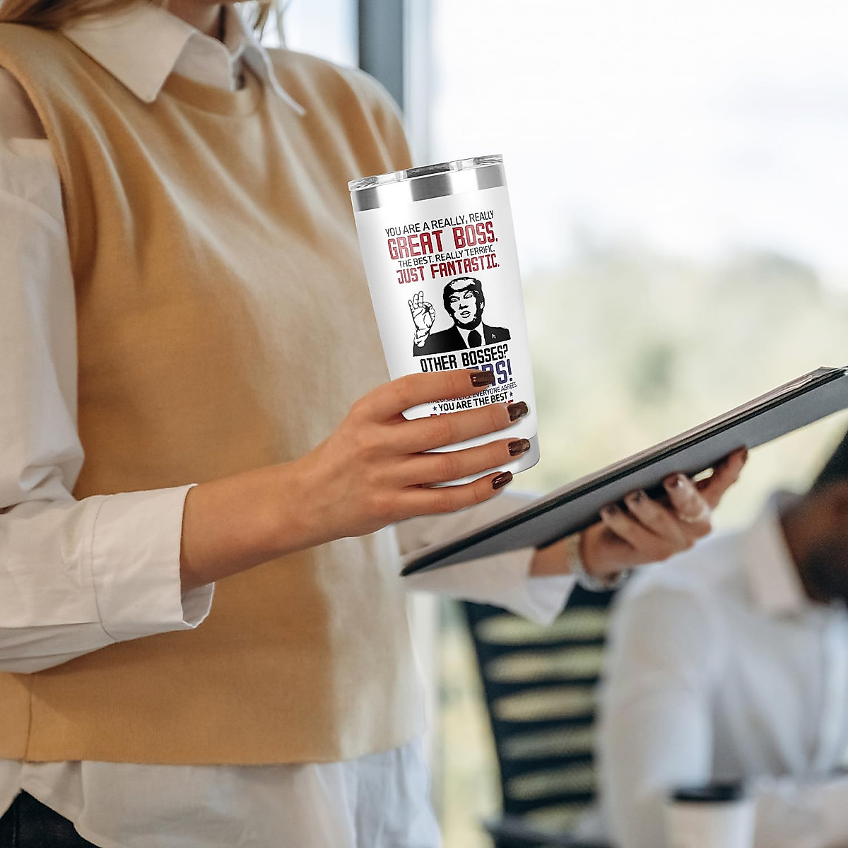 Tinasona White Best Boss Gifts for Men Women You’re A Great Boss Tumbler 20 Oz Cup Boss Lady Gifts Birthday Christmas Valentine Gifts for Boss Day Funny Coffee Mug Cup