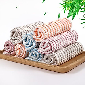 Kitchen Washcloths 8 Pack, 10x14 inch Small Dish Cloth for Washing Dishes, Lint Free Fast Dry Reusable Cleaning Cloth, Ultra Soft & Scratch Free Waffle Dish Rag, Easy to Rinse Multicolor Dishcloths