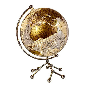 JBRUN 8" World Globe,Illuminated World Globe with Metal Stand,Educational Interactive Globe for Home Decor,Office Desktop,LED Globe Lamp