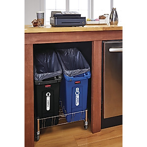 Rubbermaid Commercial Products Slim Jim Under-Counter Trash Can with Venting Channels, 23-Gallon, Gray, Fits Under Desk/Cabinmate/Sink, Pack of 4