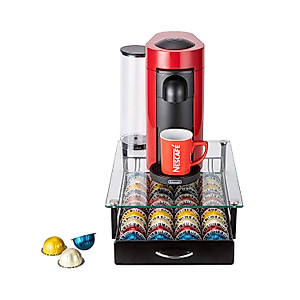 Flagship for Nespresso Pod Holder Drawer Coffee Pod Organizer Storage for Nespresso Capsules Holder Glass Storage Tray Vertuo 40 Pods