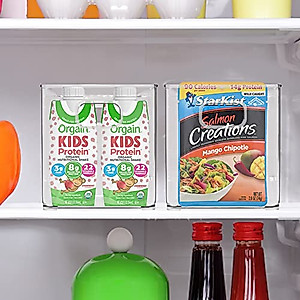 Clear Plastic Storage Bins, Stackable Pantry Organization and Storage Containers Clear Organizing Bins, Cabinet & Pantry Organizer Bins for Organizing Bathroom, Kitchen, Fridge, Freezer Organizer Bins