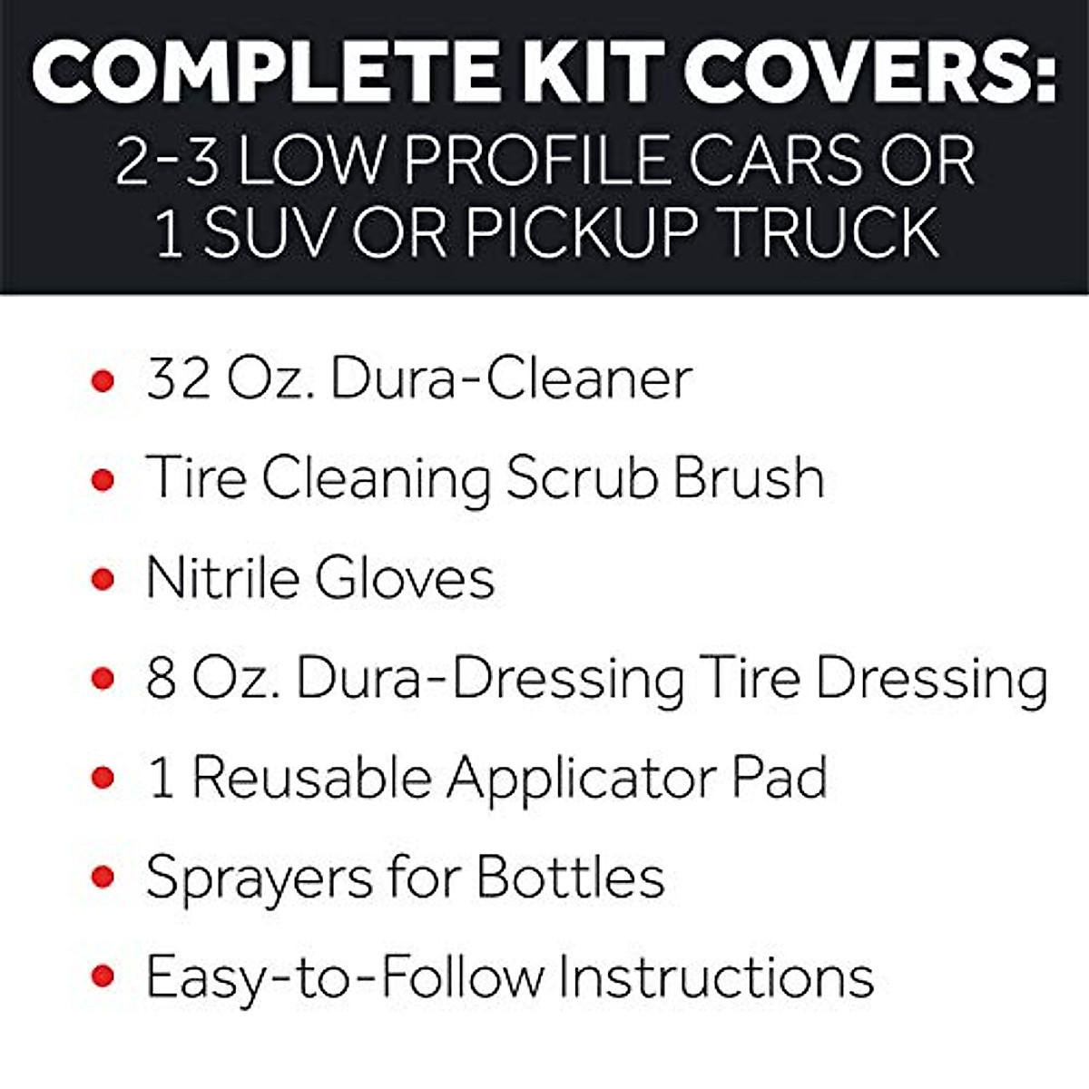 Dura-Dressing Total Tire Kit, XL Kit for 2-3 Cars or 1 Large Truck – Tire Dressing and Cleaning Kit – Made in the USA to Ensure your Tires Shine and Look Great