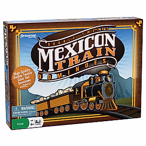 Mexican Train Dominoes - Beautiful Color Dot Double 12 Dominoes Set - Includes Train Markers and Hub by Pressman Multi Color, 5"