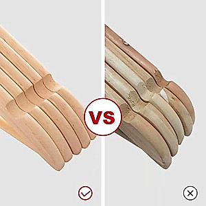 ELONG HOME Solid Wooden Hangers 20 Pack, Wood Suit Hangers with Extra Smooth Finish, Precisely Cut Notches and Chrome Swivel Hook, Wooden Clothes Hangers for Shirt Coat Jacket Dress, Natural