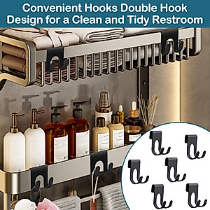 Chaofatchoy Shower Caddy Shelf Basket Rack Hooks Stainless Steel Metal Bathroom Hangers Hanging for Loofah Robe Massage Towel Squeegee Sponge Shower Brush Body Bath Scrub Washcloth Luffa Razor 2 Pack