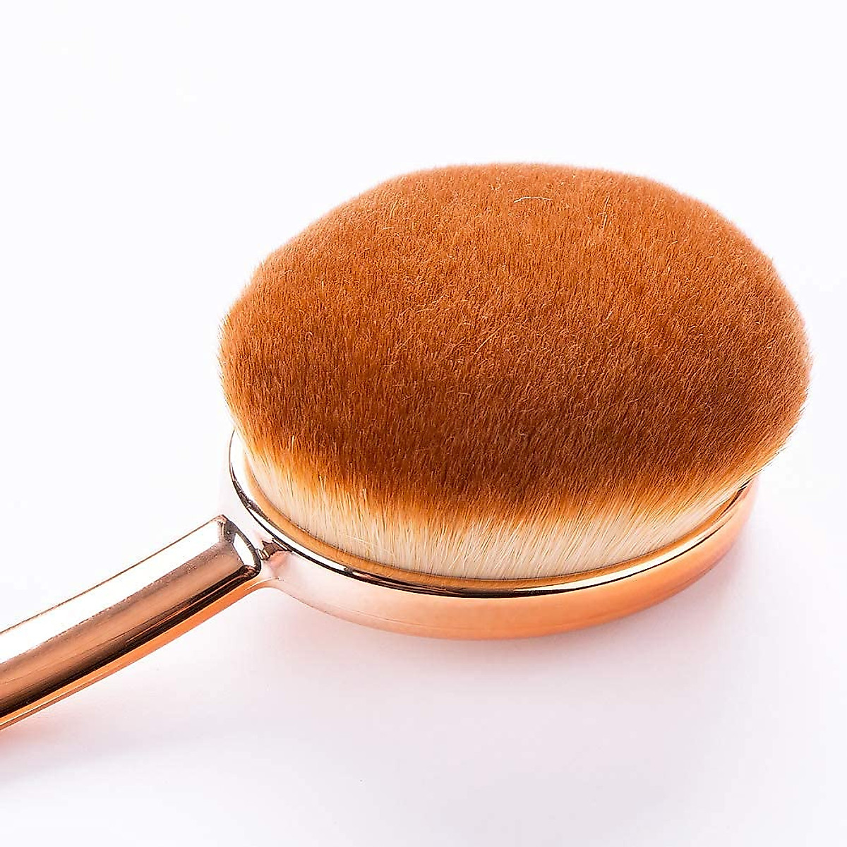 Large Rose Gold Foundation contour Round Toothbrush Dust Free Oval Makeup Brushes with Blending Sponge dustproof cover brush egg cleaner …